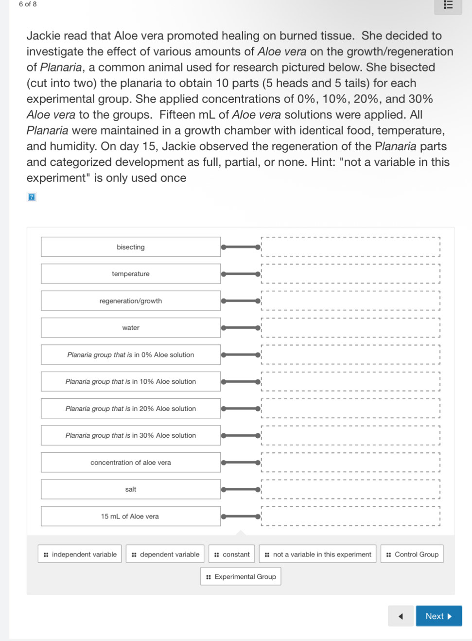 Solved: of 8 Jackie read that Aloe vera promoted healing on burned ...