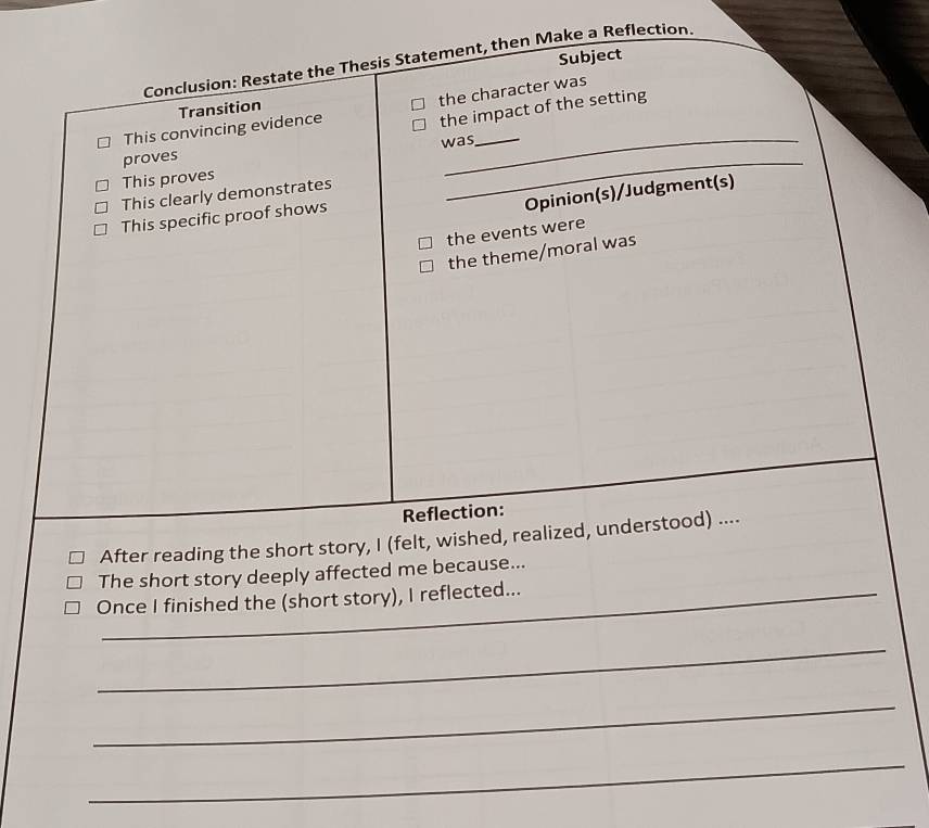 Solved: Subject Conclusion: Restate the Thesis Statement, then Make a ...