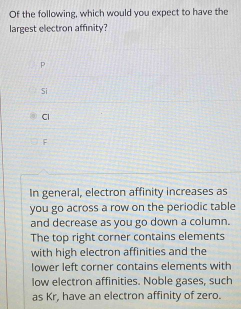Solved: Of the following, which would you expect to have the largest ...
