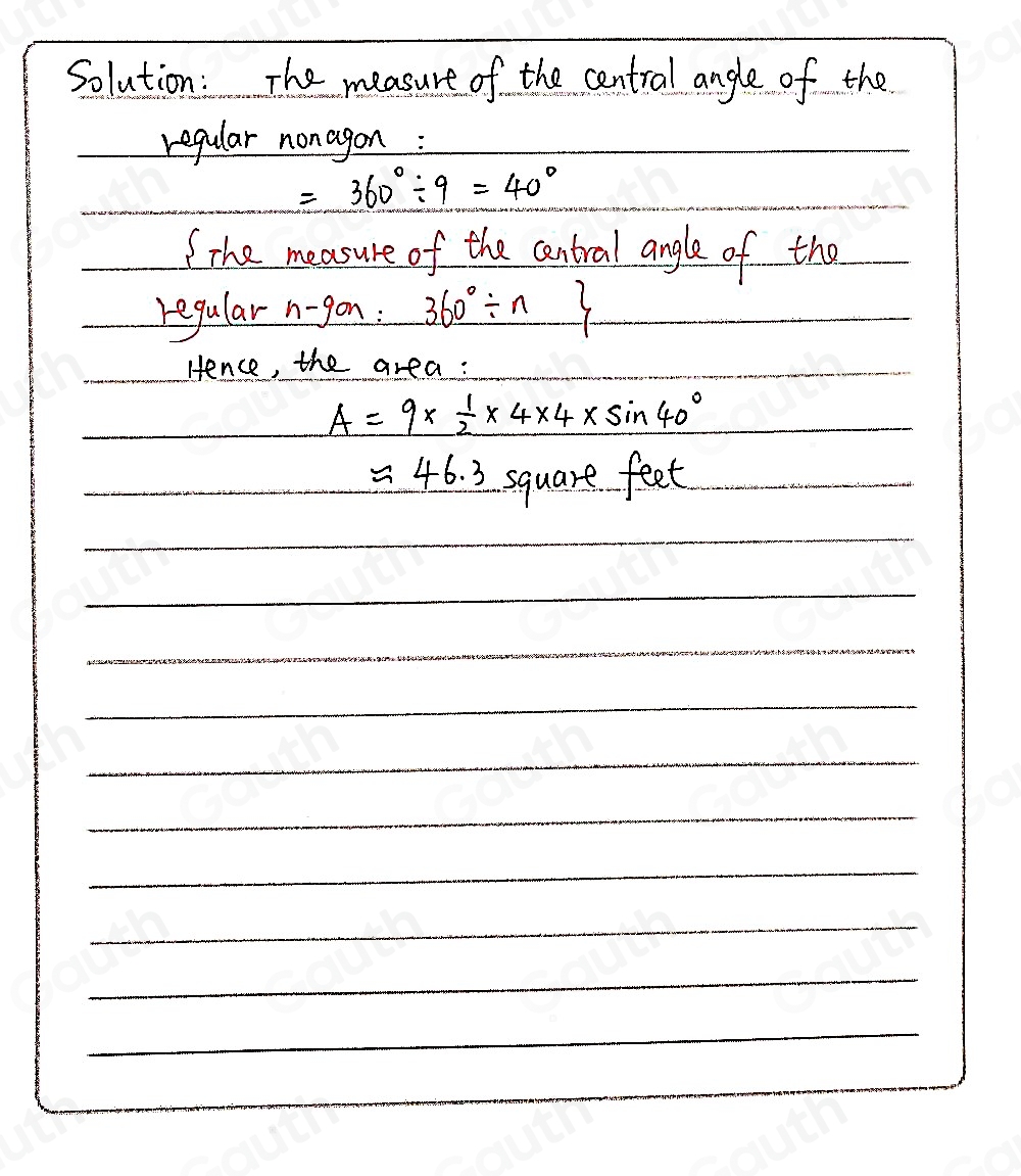 Solved: A regular nonagon with center B is shown below. What is the ...