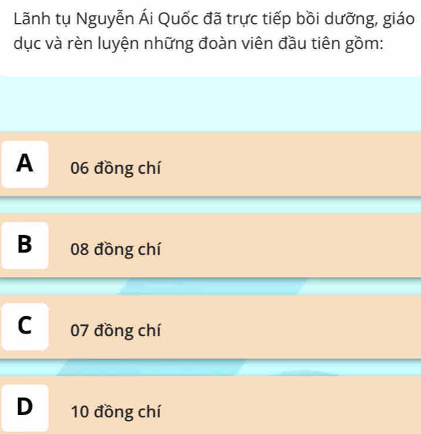 Giải quyết:Lãnh tụ Nguyễn Ái Quốc đã trực tiếp bồi dưỡng, giáo dục và rèn luyện những đoàn viên ...