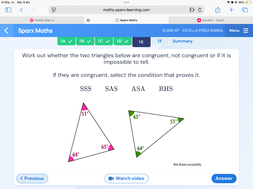 Resuelto:5:30 p. m. Mar 9 dic 36% maths.sparx-learning.com + Toddle ...