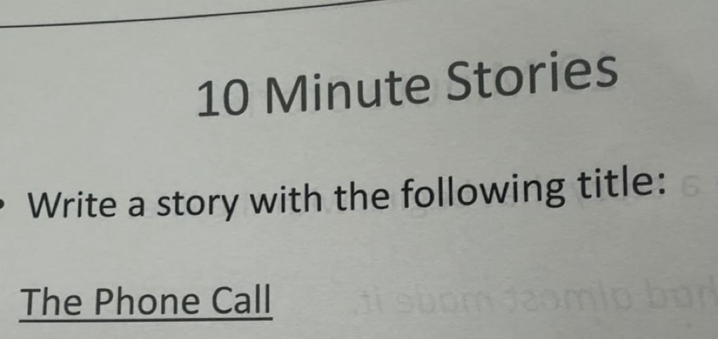 Solved: 10 Minute Stories Write a story with the following title: The ...