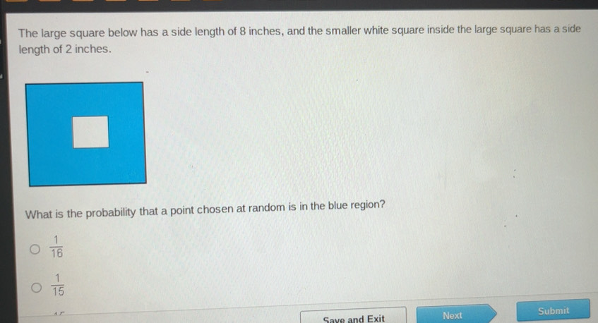 Solved: The large square below has a side length of 8 inches, and the ...
