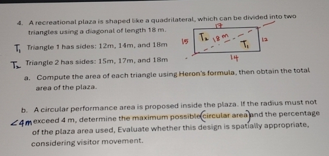 Selesai:A recreational plaza is shaped like a quadrilateral, which can ...