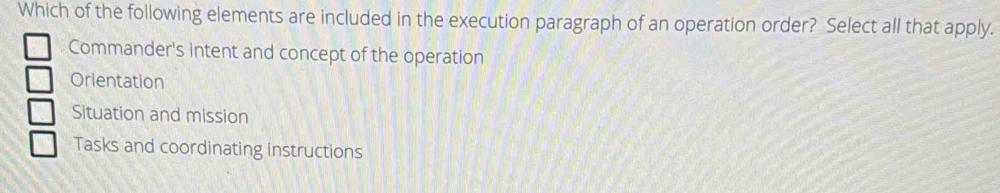 Solved: Which of the following elements are included in the execution ...