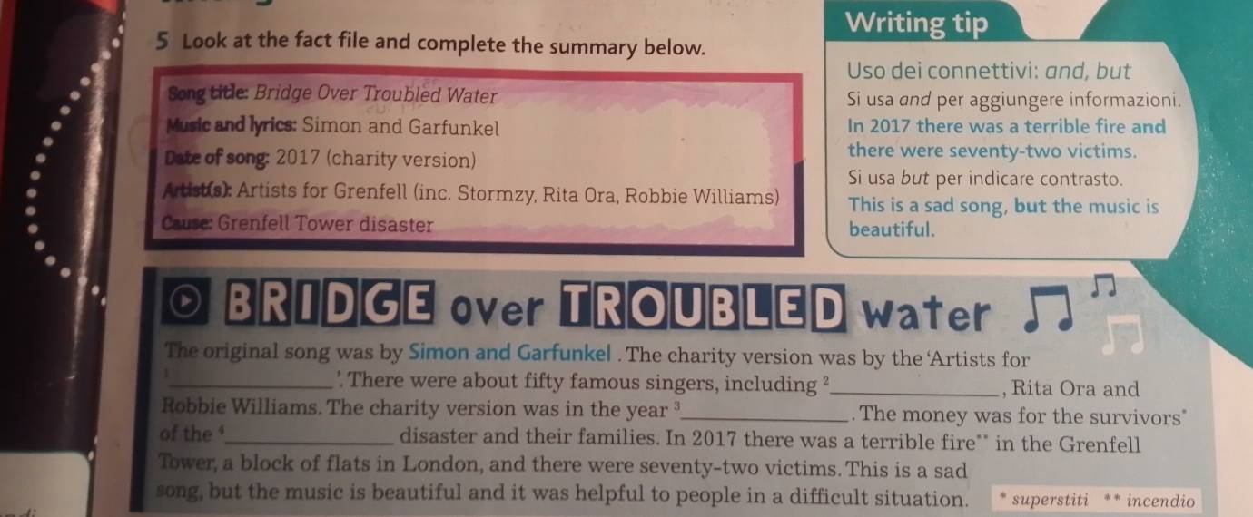 Risolto:Writing tip 5 Look at the fact file and complete the summary ...