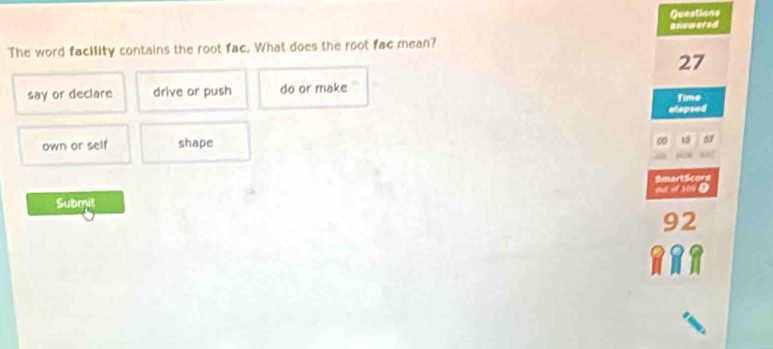 Solved: Questions The word facility contains the root fac. What does ...