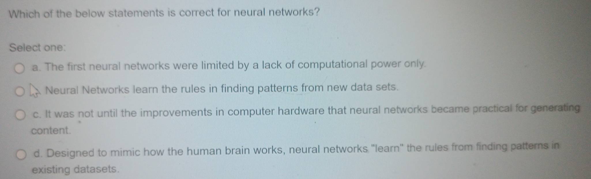 Solved: Which of the below statements is correct for neural networks ...