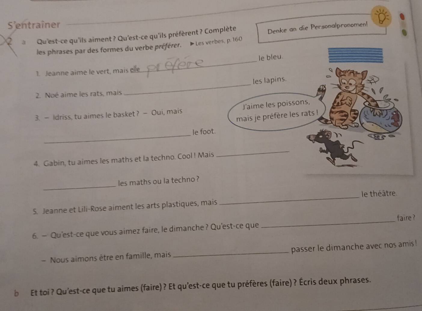 Gelöst:S'entraîner 2 * Qu'est-ce qu'ils aiment ? Qu'est-ce qu'ils ...