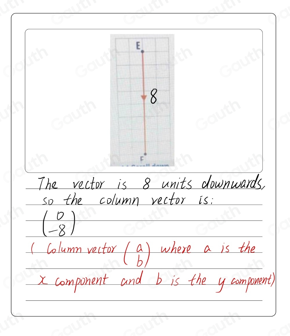Solved: Write EF as a column vector. E F Scroll down [Math]