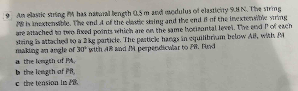 Solved: An elastic string PA has natural length 0,5 m and modulus of ...