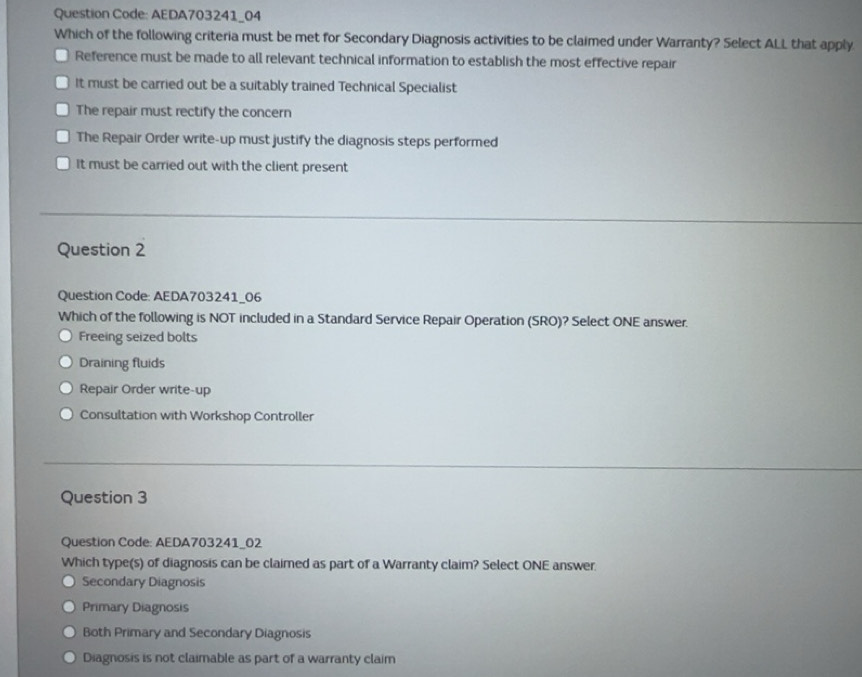 Solved: Question Code: AEDA703241-04 Which of the following criteria ...