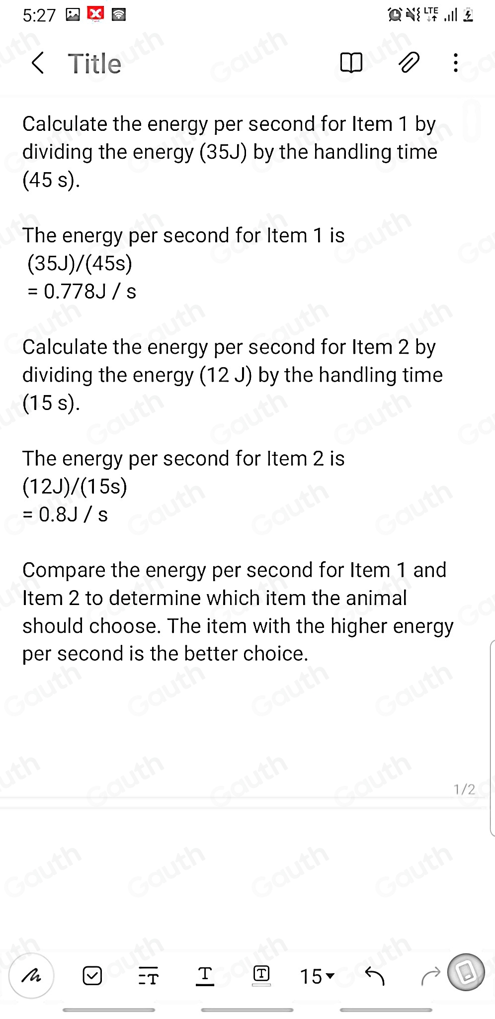 Solved: Let's say you have an item that contains 35J of energy but ...