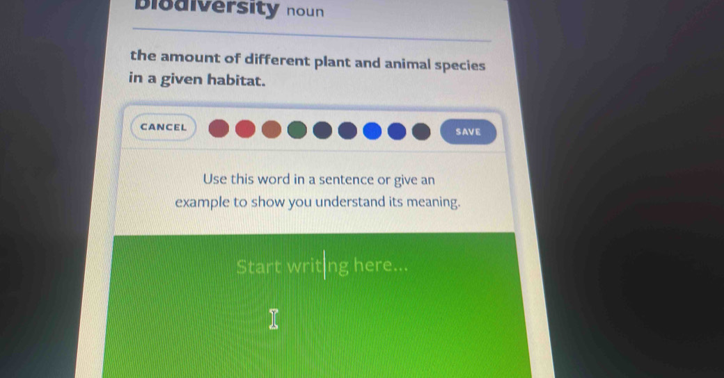 Solved: biodiversity noun the amount of different plant and animal ...