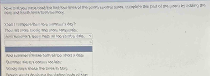Solved: Now that you have read the first four lines of the poem several ...