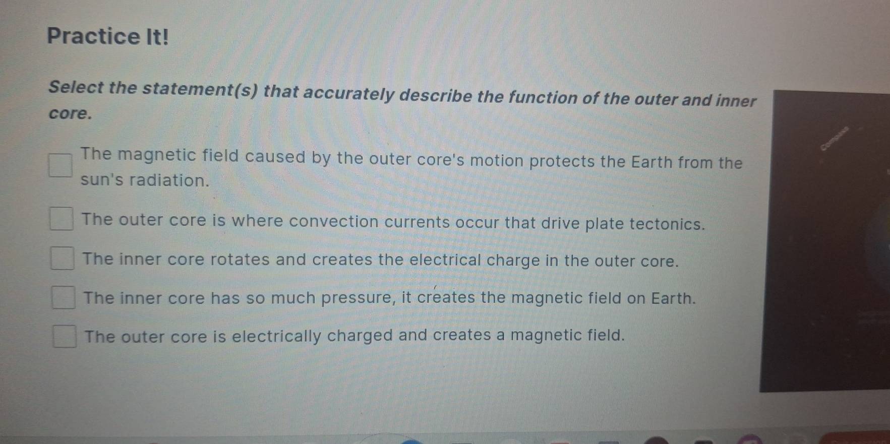 Solved: Practice It! Select the statement(s) that accurately describe ...
