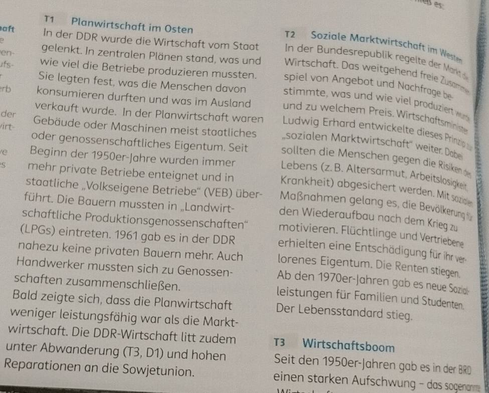 Gelöst:T1 Planwirtschaft im Osten T2 Soziale Marktwirtschaft im Westen ...