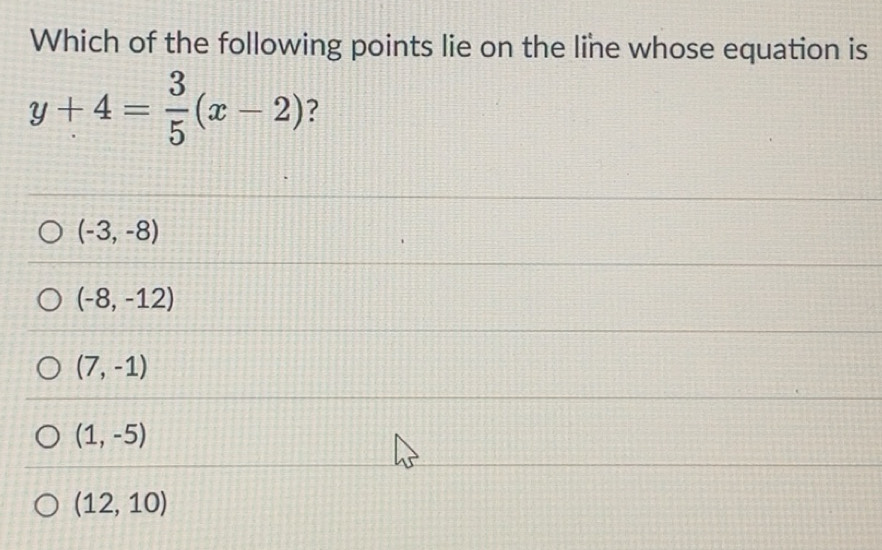 Solved: Which of the following points lie on the line whose equation is ...