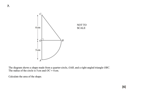 Selesai:NOTTO SCALE The diagram shows a shape made from a quarter ...