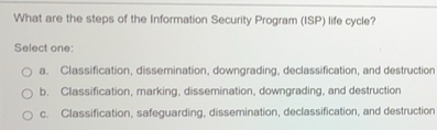 Solved: What are the steps of the Information Security Program (ISP ...