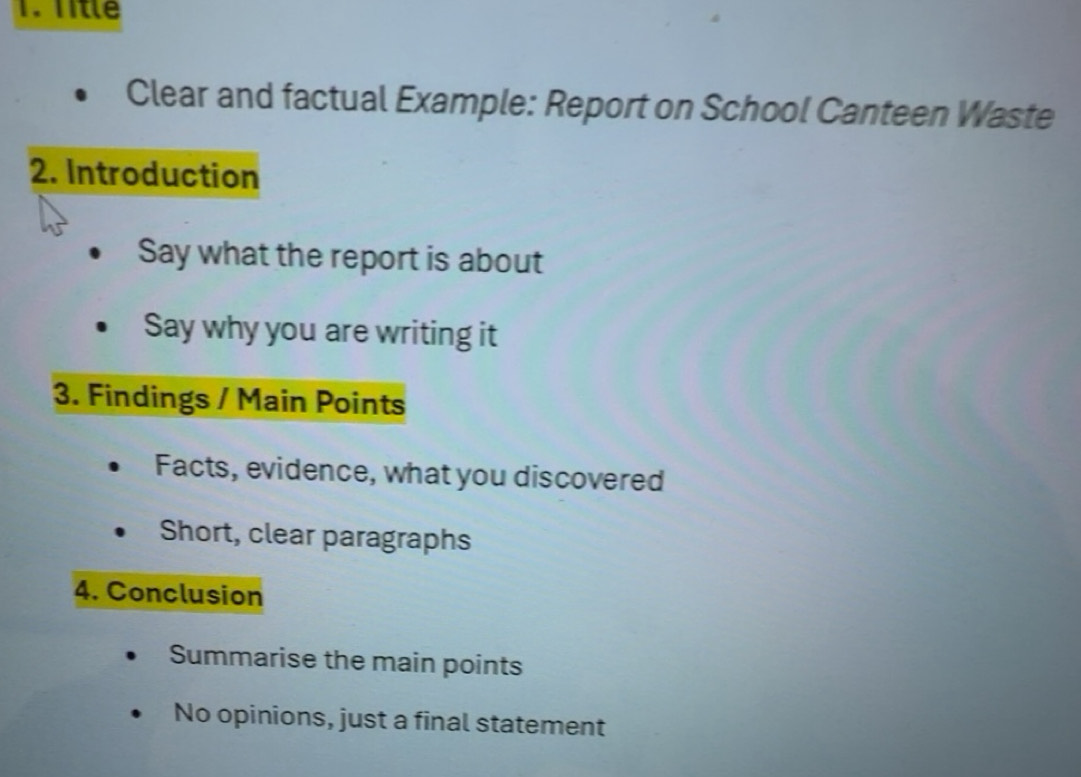 Solved: Title Clear and factual Example: Report on School Canteen Waste ...
