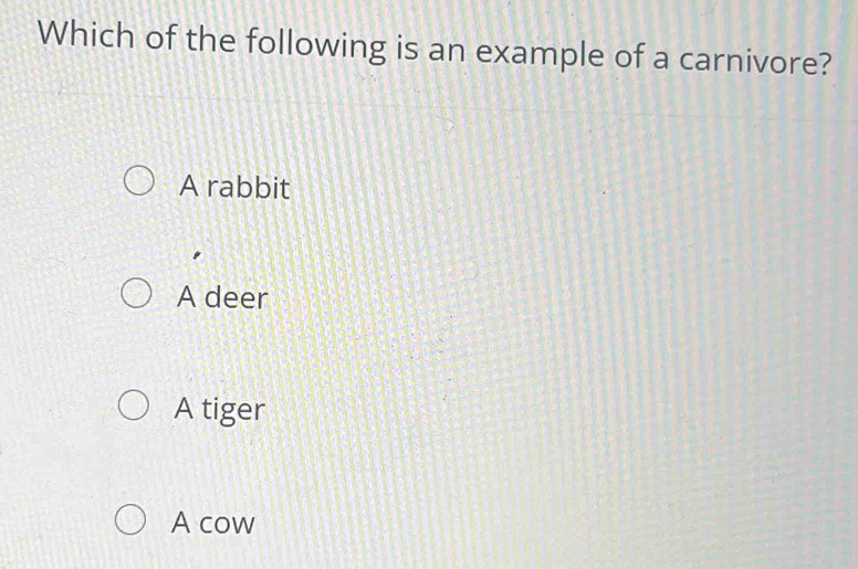 Solved: Which of the following is an example of a carnivore? A rabbit A ...