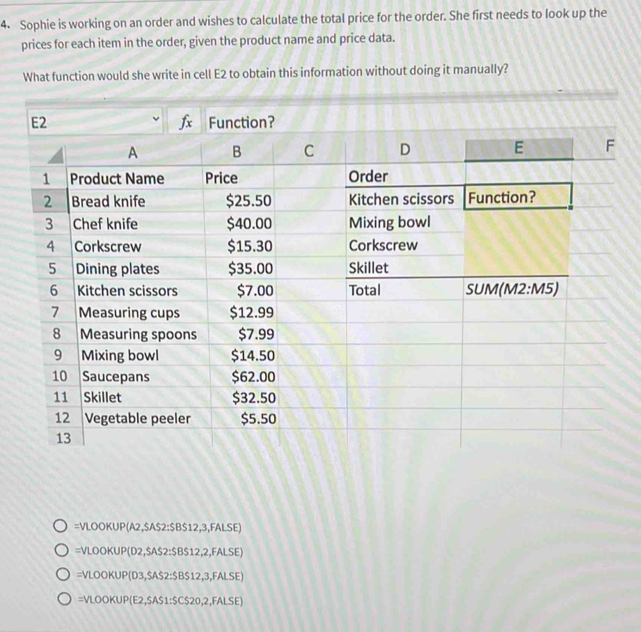 Solved: Sophie is working on an order and wishes to calculate the total ...
