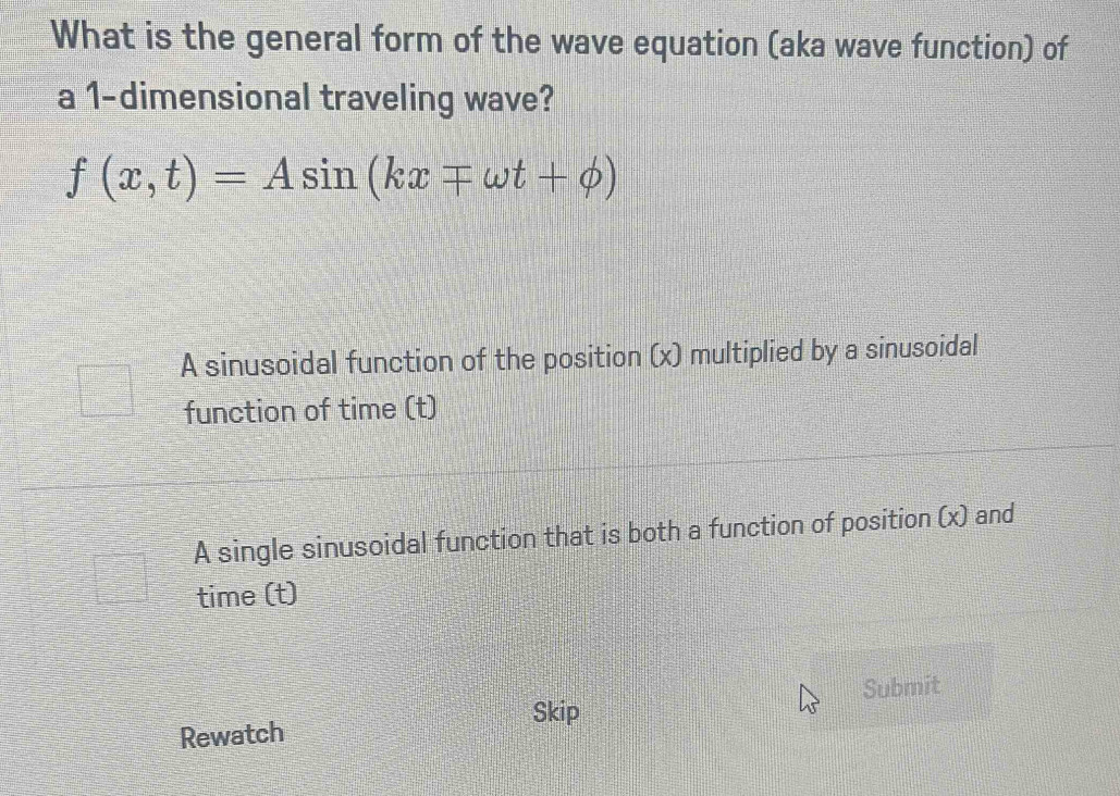 Solved: What is the general form of the wave equation (aka wave ...