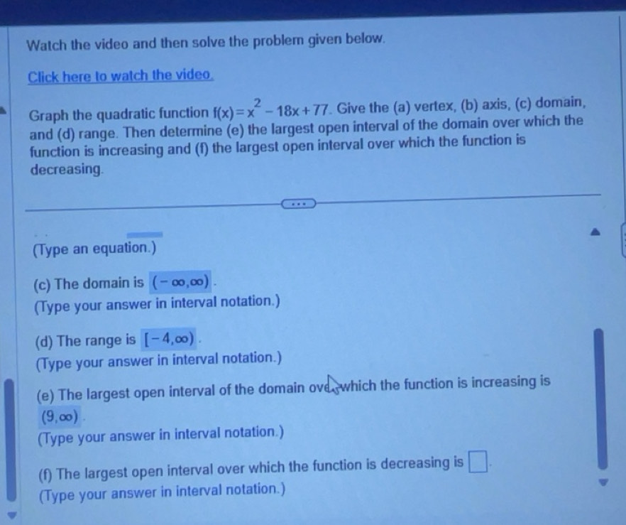 Solved: Watch the video and then solve the problem given below. Click ...