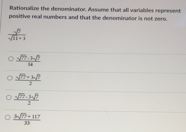 Solved: Rationalize the denominator. Assume that all variables ...