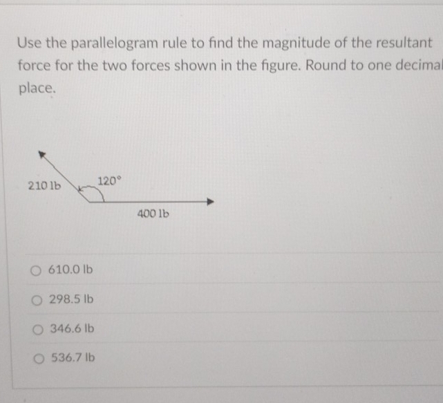 Solved: Use the parallelogram rule to find the magnitude of the ...