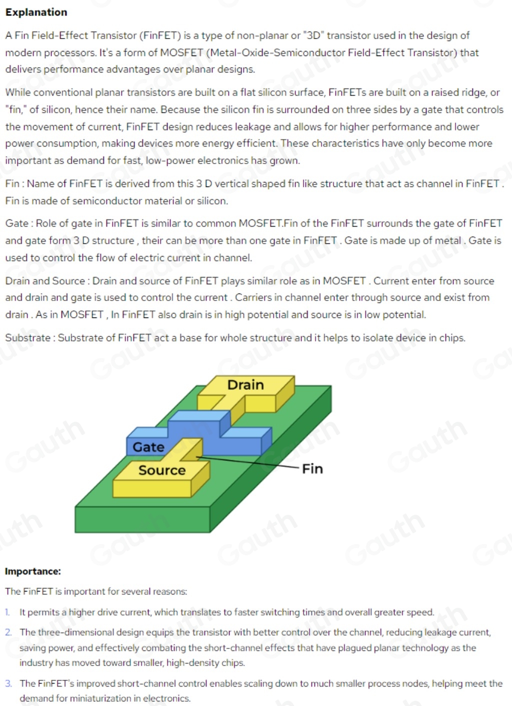 Solved: What is a Fin FET and why is it important? You need to include ...