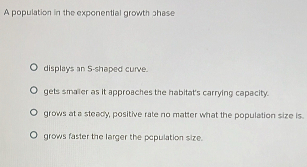 Solved: A population in the exponential growth phase displays an S ...