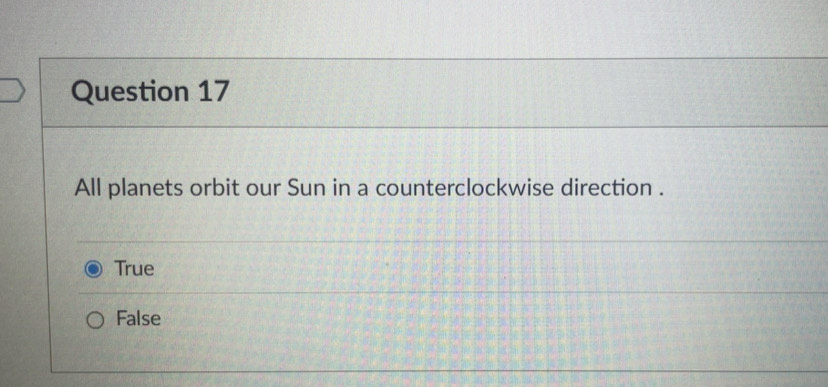 Solved: All planets orbit our Sun in a counterclockwise direction ...
