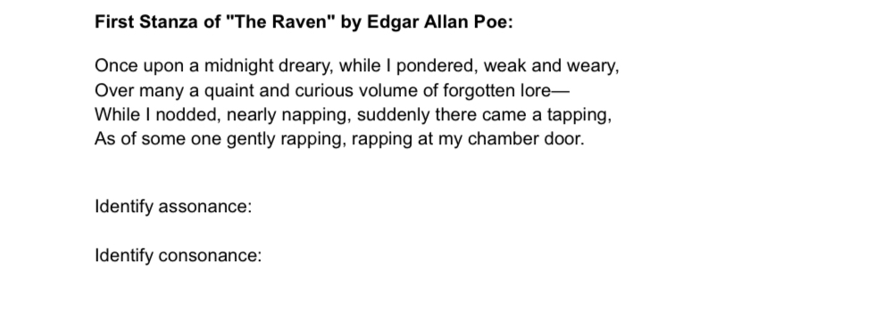 Solved: First Stanza of "The Raven" by Edgar Allan Poe: Once upon a ...