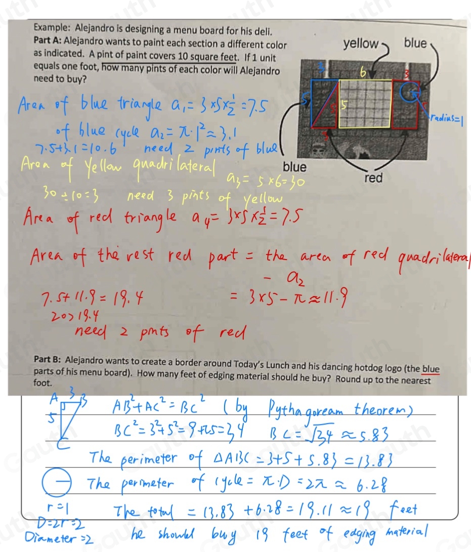 Solved: Example: Alejandro is designing a menu board for his deli. Part ...