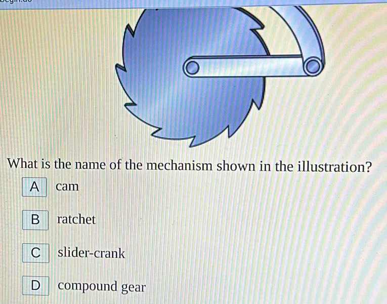 Solved: What is the name of the mechanism shown in the illustration? A ...