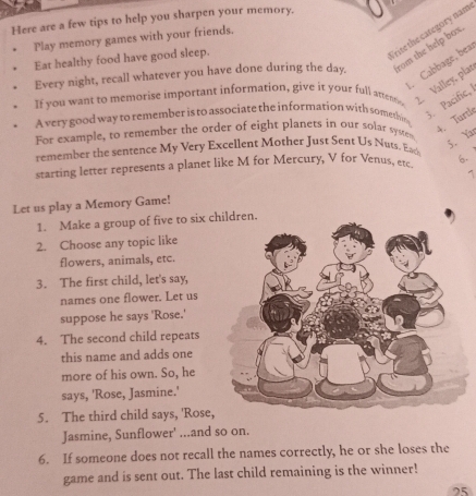 Solved: Here are a few tips to help you sharpen your memory. Frite the ...