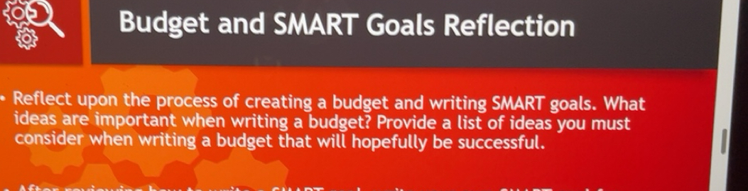 Solved: Budget and SMART Goals Reflection Reflect upon the process of ...