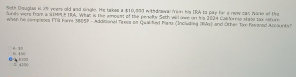 Solved: Seth Douglas is 29 years old and single. He takes a $10,000 ...