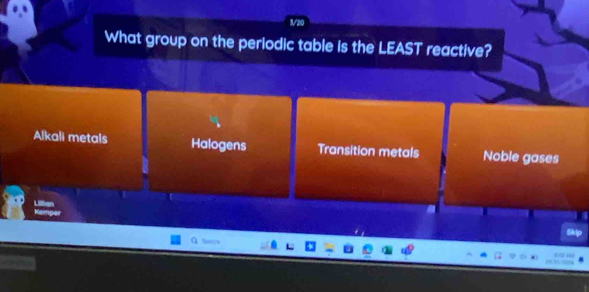 Solved: What group on the periodic table is the LEAST reactive? Alkali ...