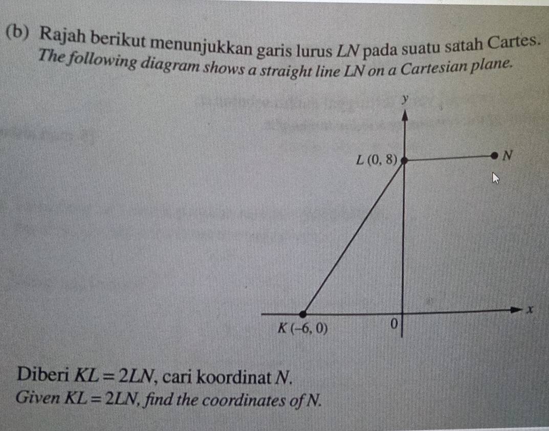 Selesai:Rajah berikut menunjukkan garis lurus LN pada suatu satah ...