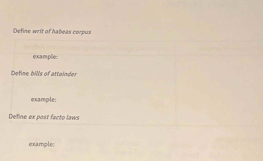 Solved: Define writ of habeas corpus example: [Others]