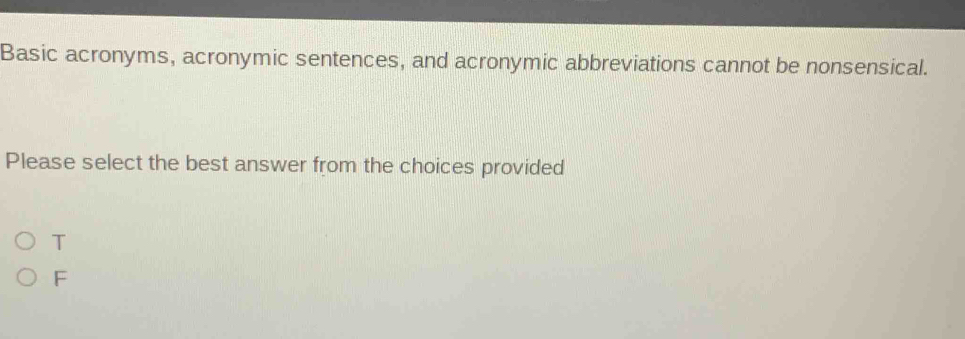 Solved: Basic acronyms, acronymic sentences, and acronymic ...