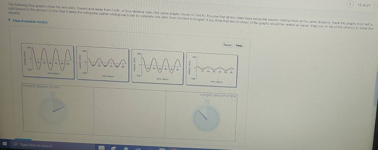 Solved: of 27 equality The following four graphs show the velocities, toward and away from Earth ...
