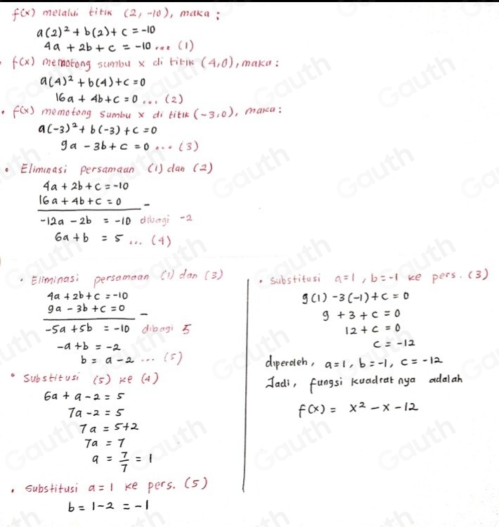Telah dijawab:fungsi kuadrat yang grafiknya memotong sumbu x pada ...