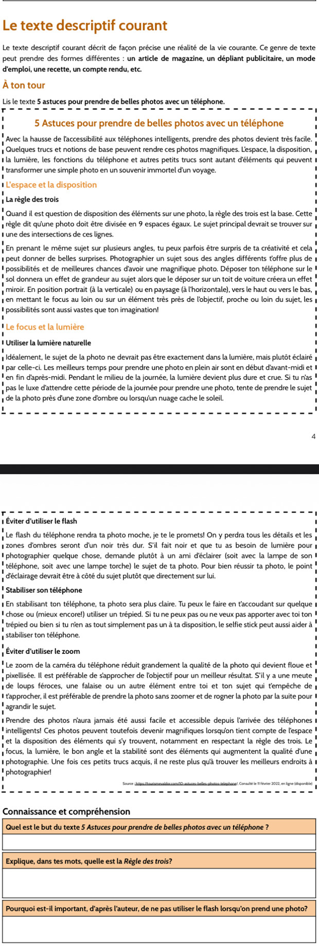 Solved: Le texte descriptif courant Le texte descriptif courant décrit ...