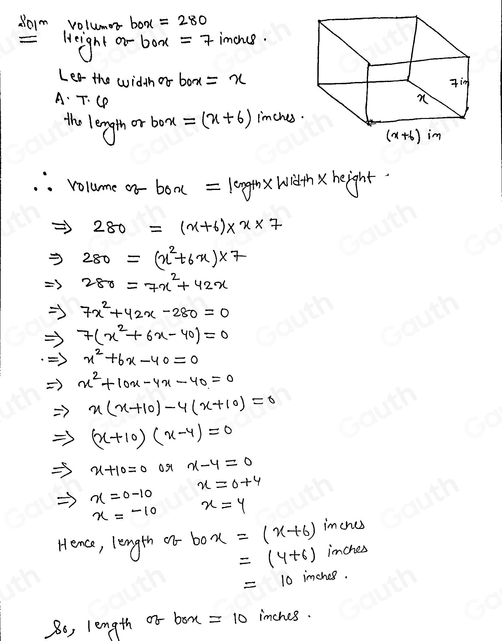 Solved: Solve the problem. 26. The height of a box is 7 inches. Its ...