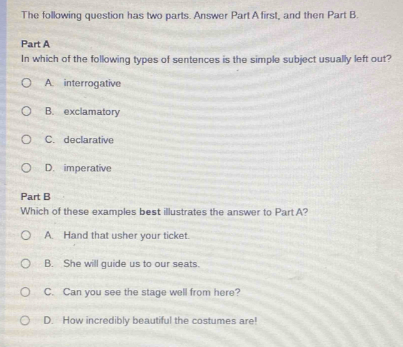 Solved: The following question has two parts. Answer Part A first, and ...
